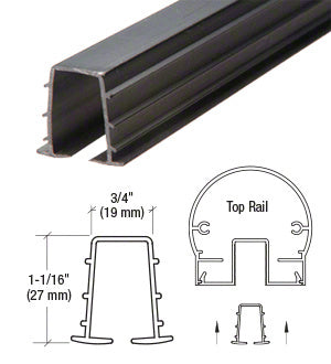 CRL Black Top Rail Glazing Vinyl for 1/4" Monolithic and 5/16" Thick L