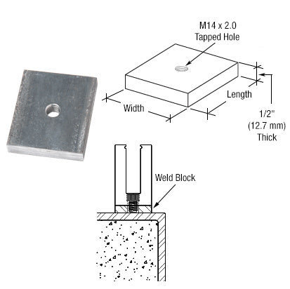 CRL 1/2" Steel Weld Blocks for L21S, L25S, and L68S Base Shoe