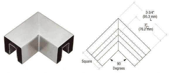 CRL Stainless 90 Degree Crisp Corner Square Cap Horizontal Corners